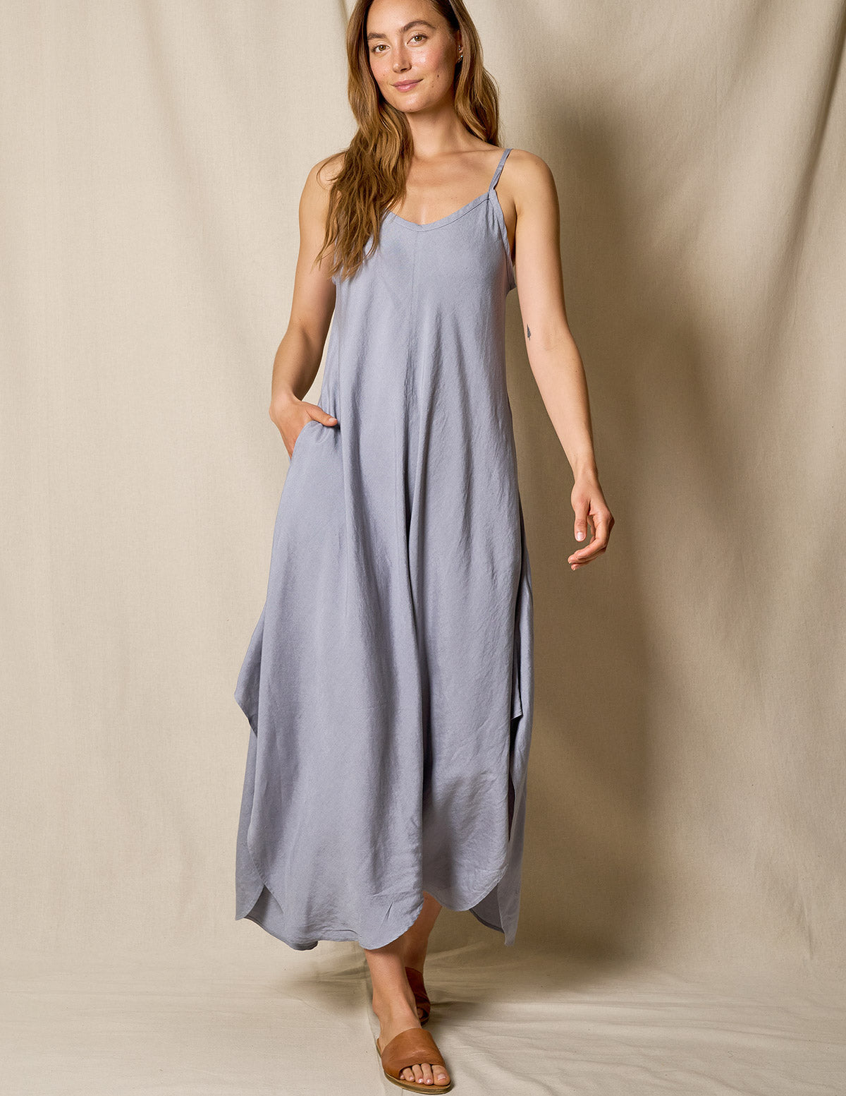Linen / Bamboo Sundress - Stone Blue — Sivana