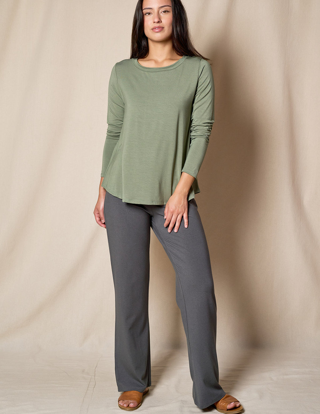 Bamboo / Organic Cotton Classic Straight Leg Pants - Grey — Sivana