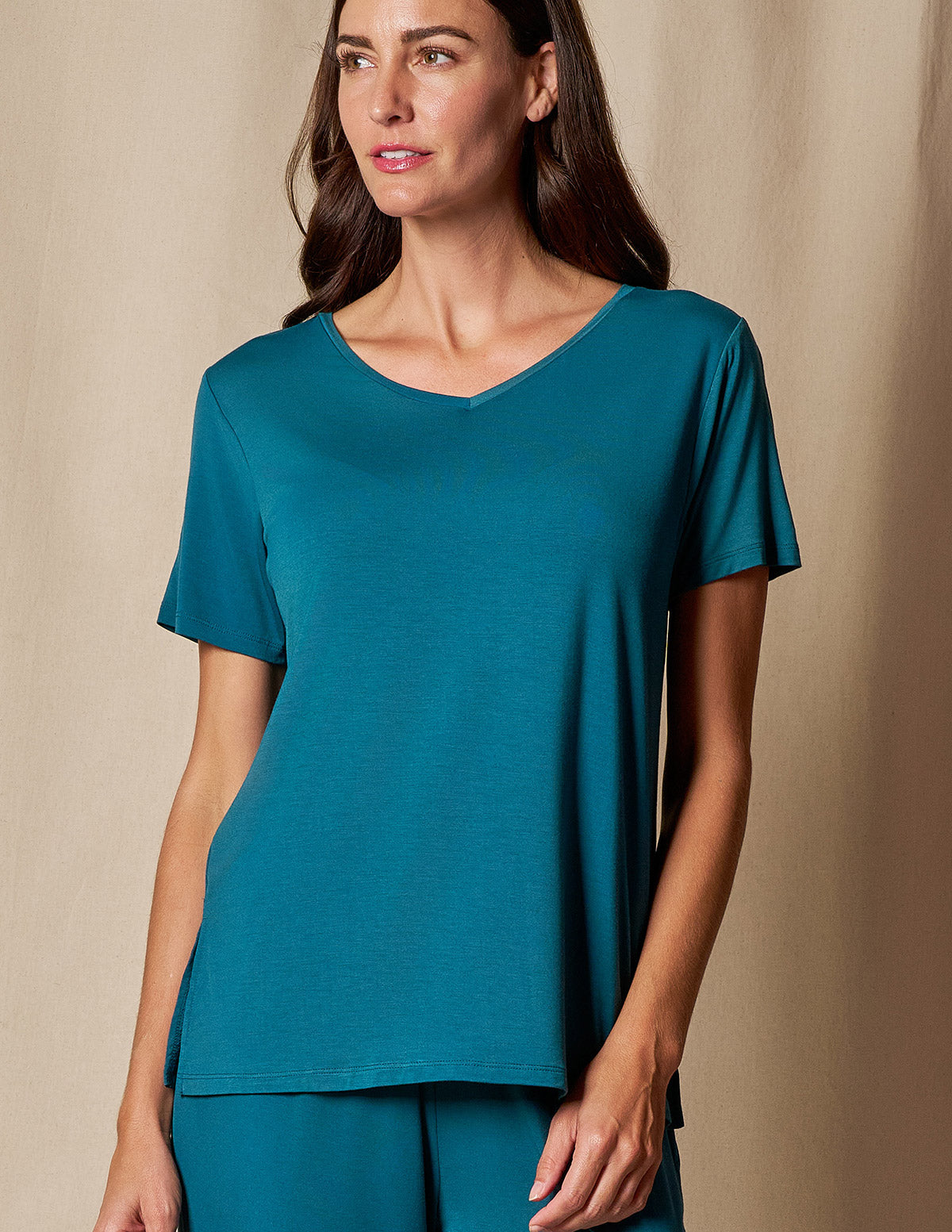 Bamboo V-Neck Sleep Tee - Deep Jade — Sivana