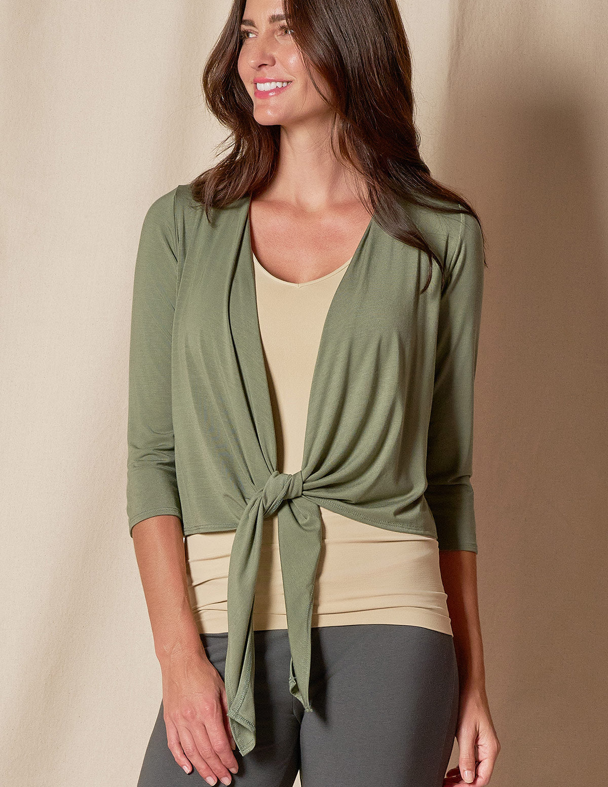 Bamboo Open Front Shrug - Sage — Sivana