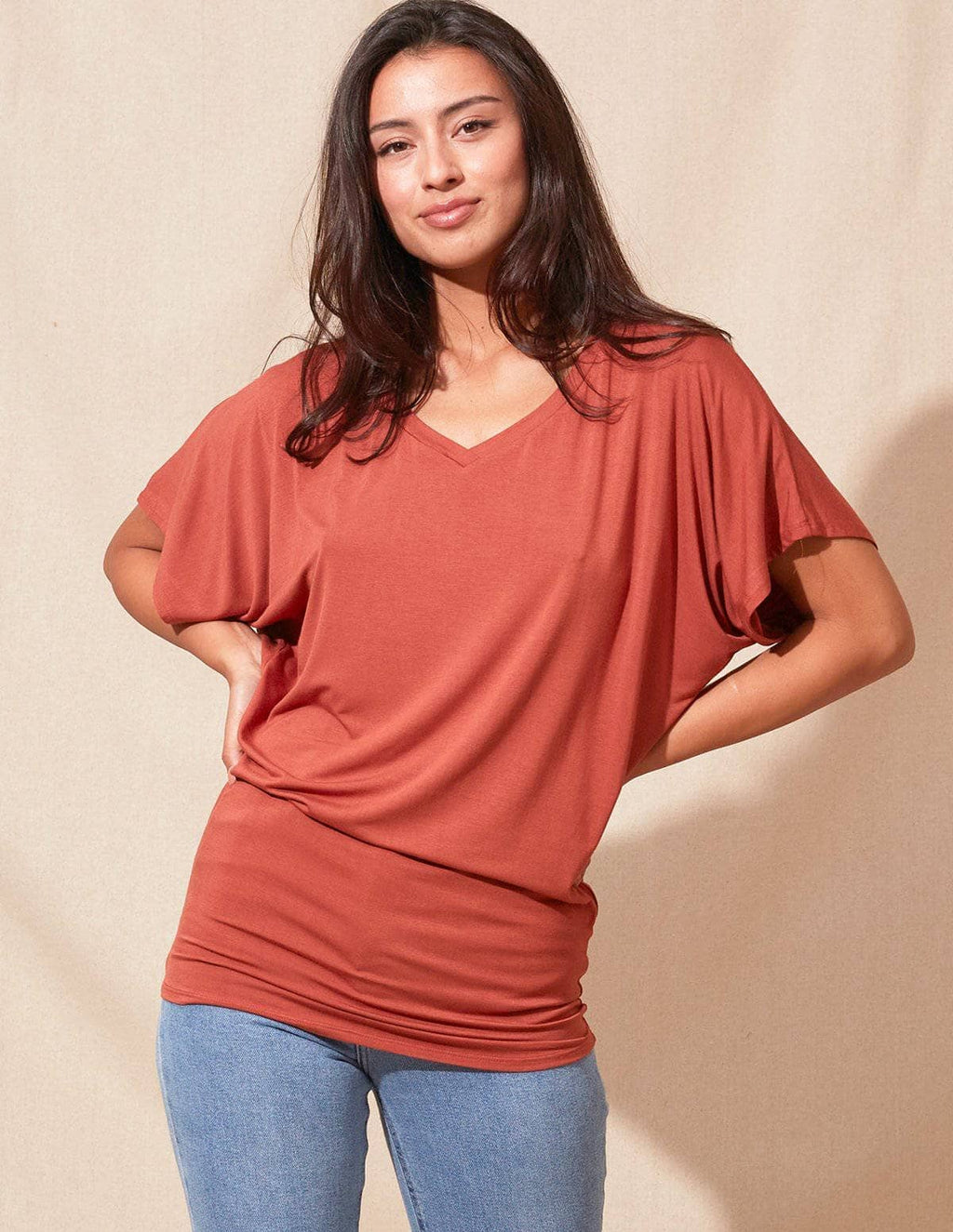 Bamboo Dolman Tunic - Rust — Sivana