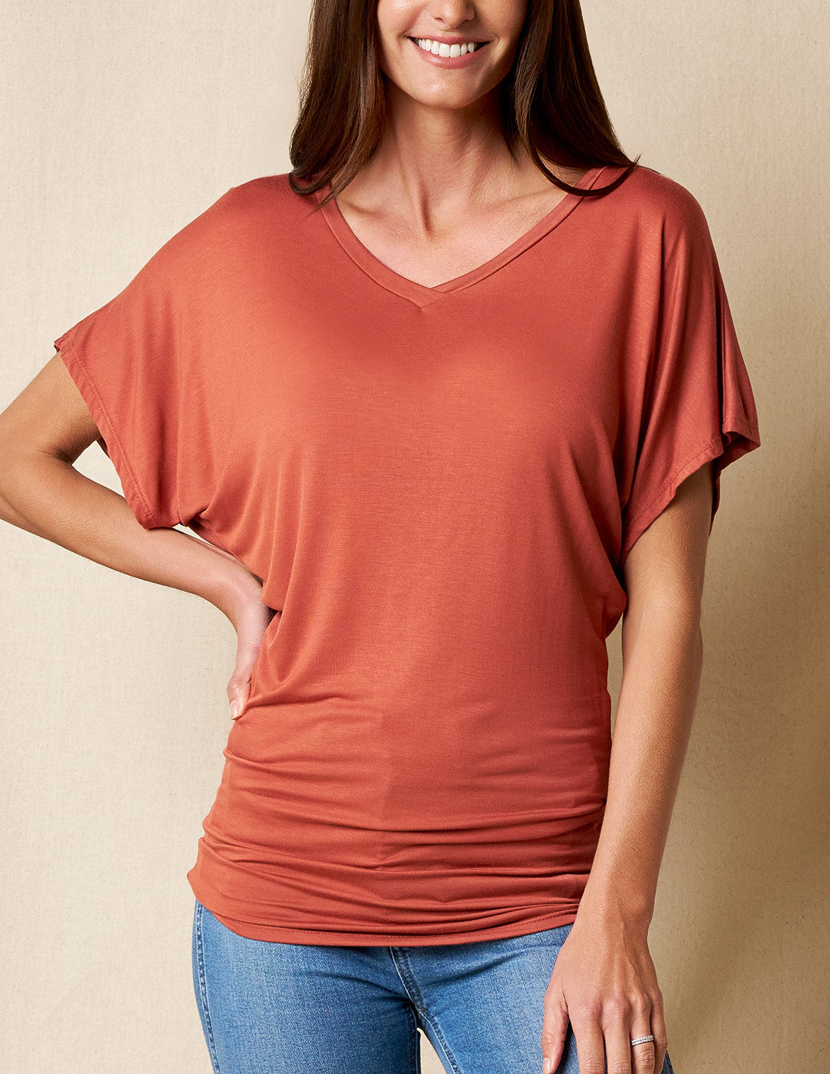 Bamboo Dolman Tunic - Rust — Sivana